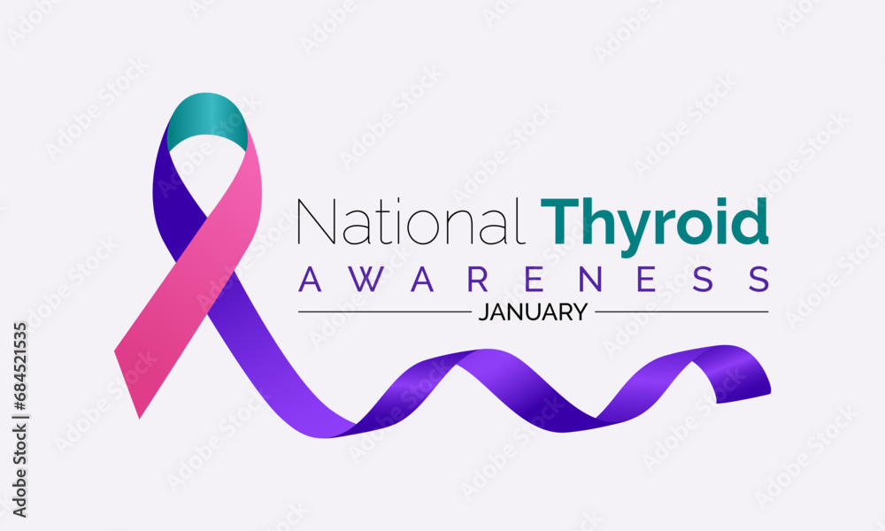 National Thyroid Awareness Month vector template. Promoting Thyroid ...