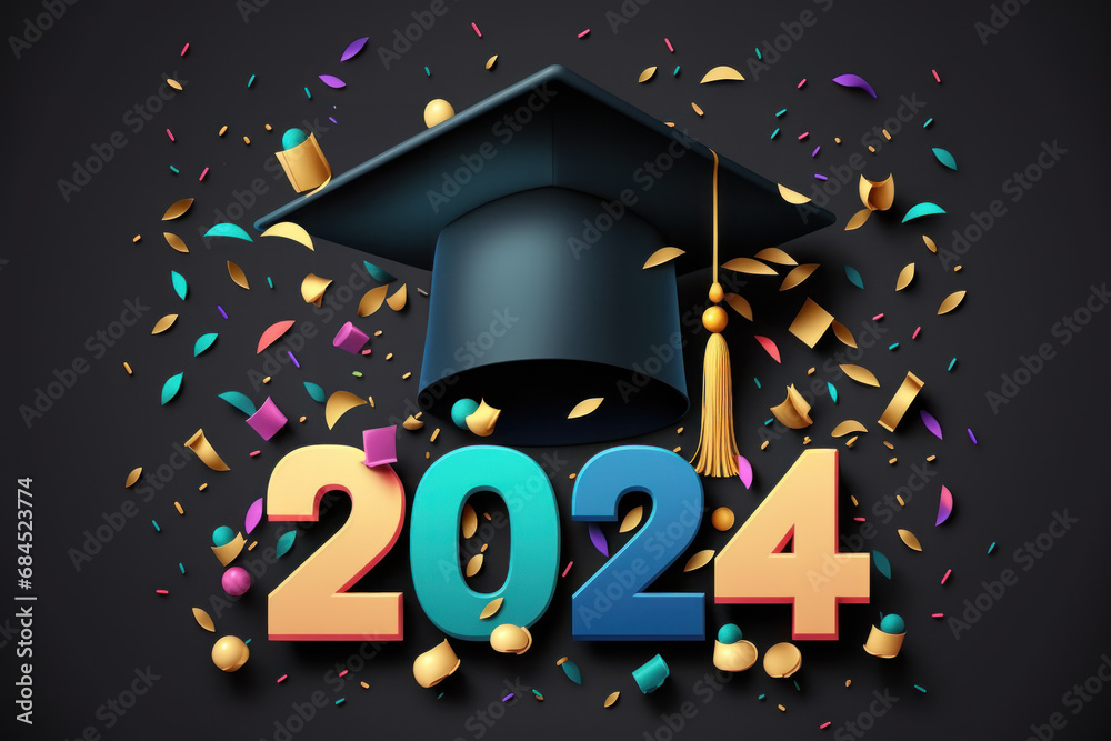 Graduation greeting 2024 3D design. Stock Illustration | Adobe Stock