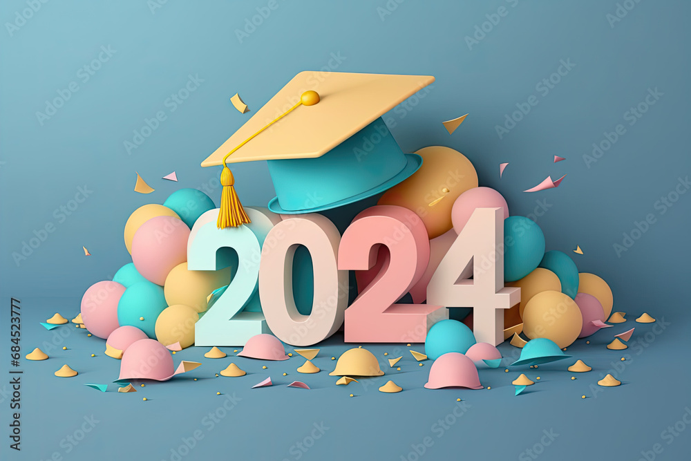 Graduation greeting 2024 3D design. Stock Illustration | Adobe Stock