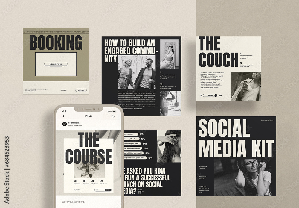 Coach Social Media Kit Template Design Layout Stock Template | Adobe Stock
