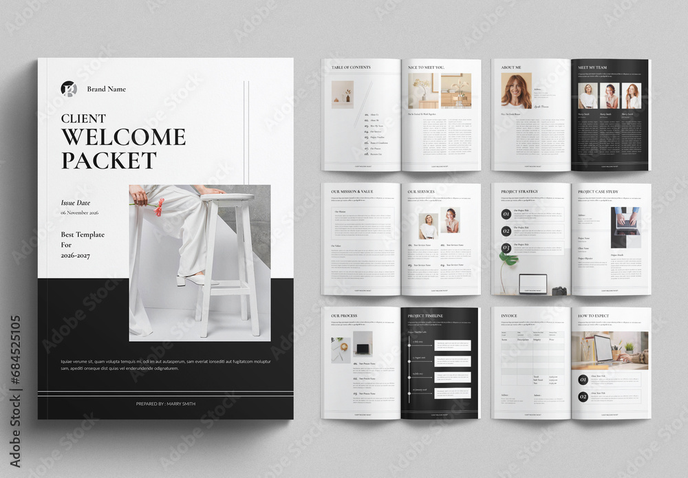 Welcome Packet Template Magazine Design Layout Stock Template | Adobe Stock