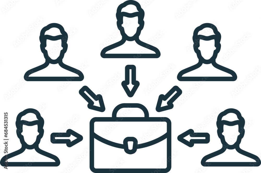 Resource mobilization outline icon. Monochrome simple sign from charity ...