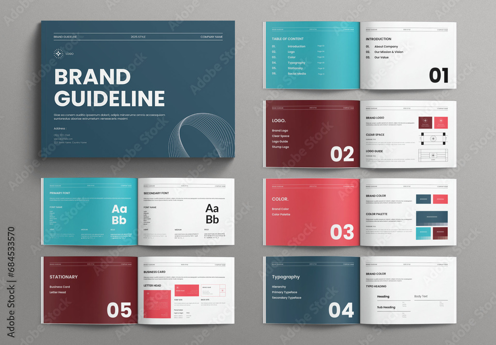 Brand Guidelines Template Design Layout Landscape Stock Template ...