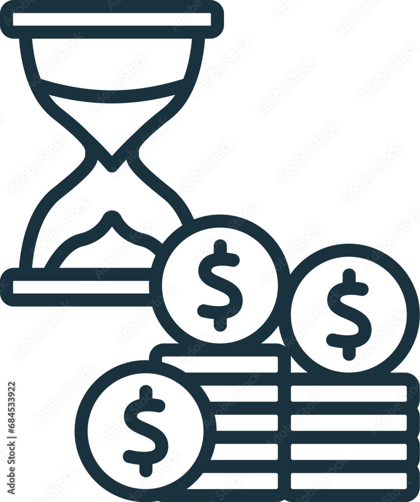 Hourly rate outline icon. Monochrome simple sign from freelance ...