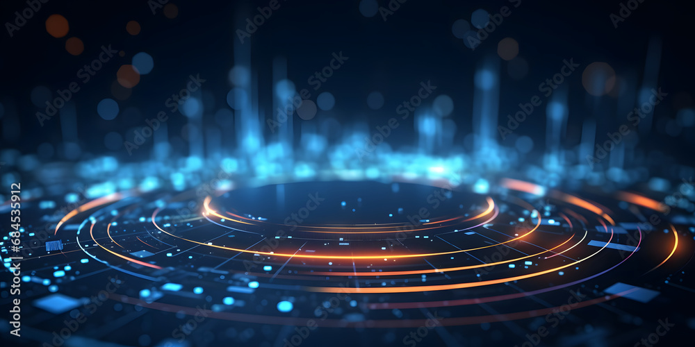 Abstract dark blue technical background. Technology background with ...