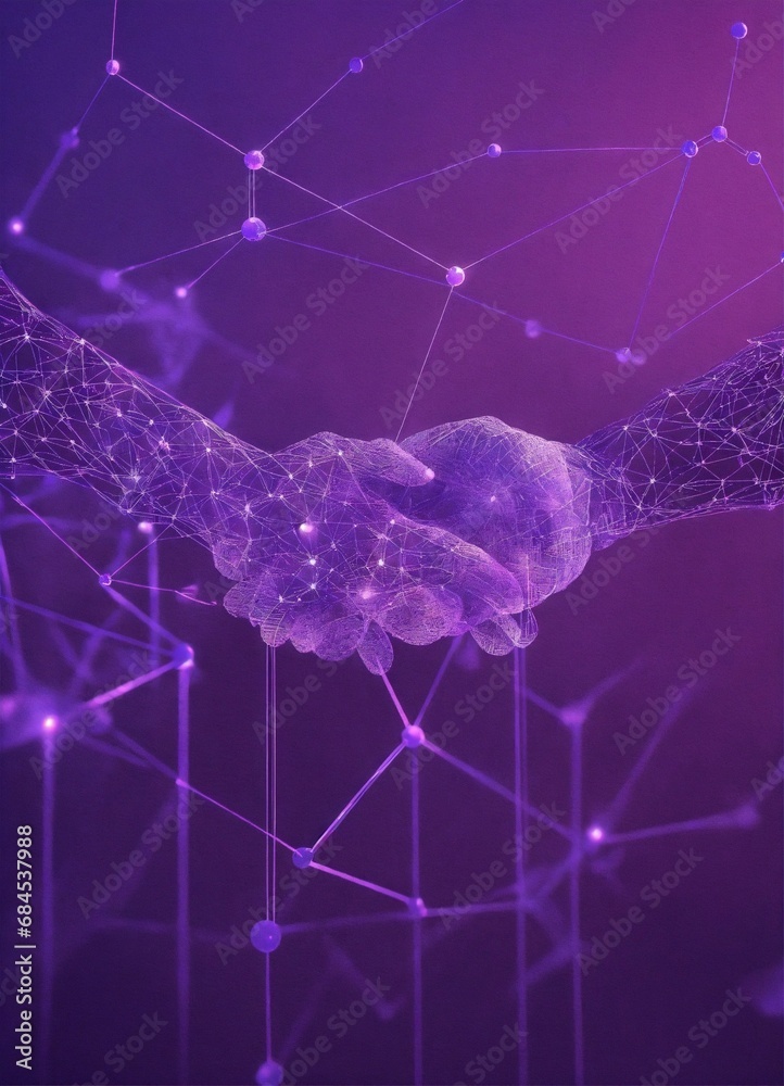 illustration of two invisible cyber hands shaking, symbolizing trust ...