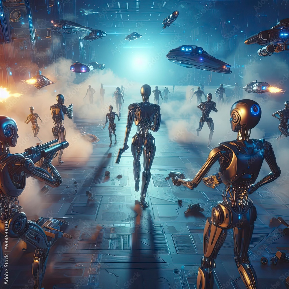 Humans war with machines Robots Artificial Intelligence AI against ...