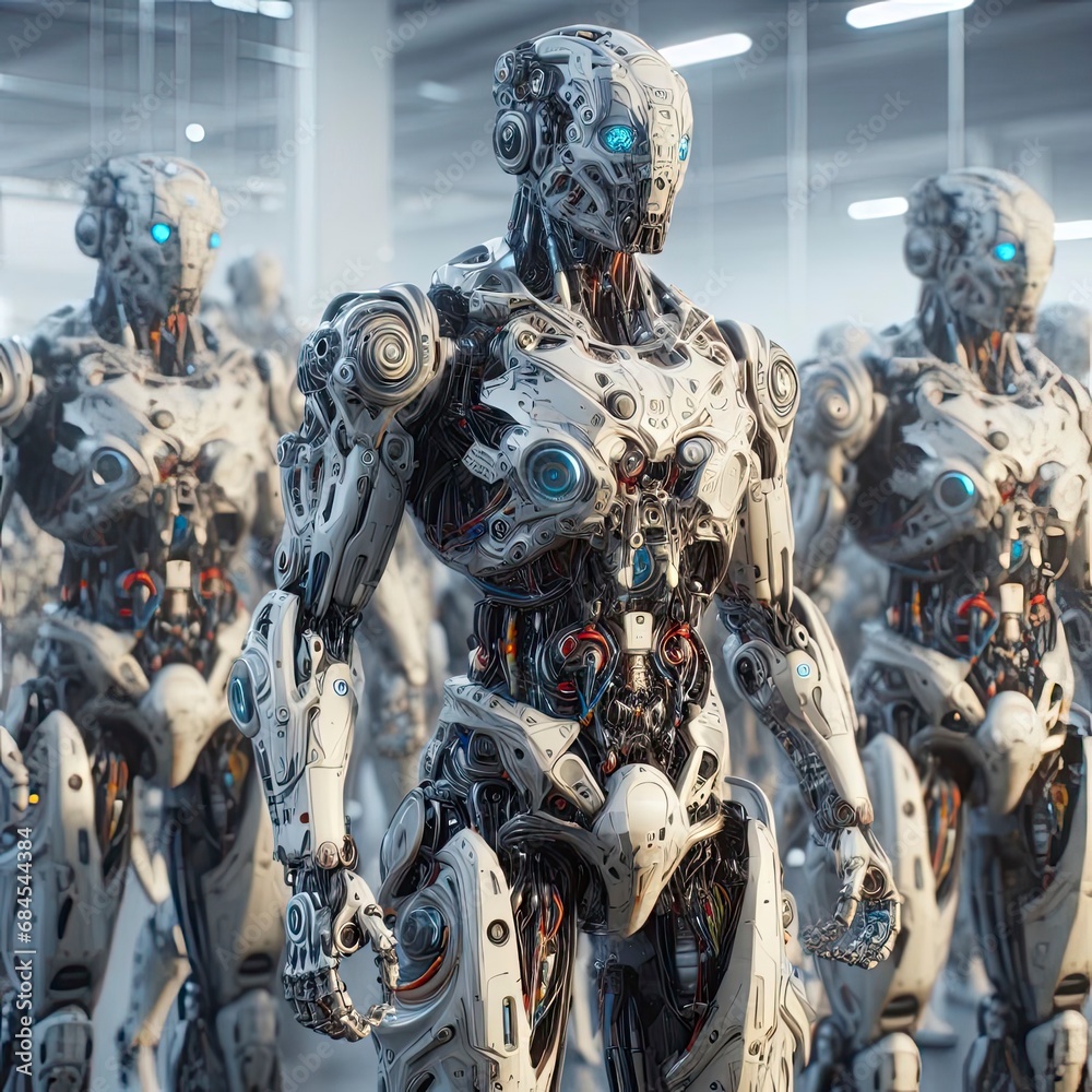 Hyper realistic futuristic robot industry cyborg cyberpunk dark ...