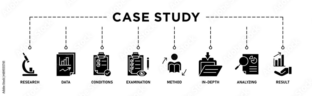 Vetor de Case study banner web icon vector illustration concept with ...