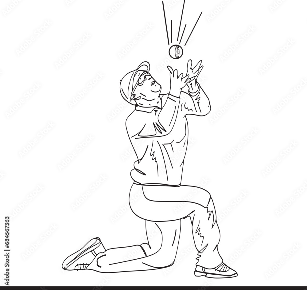 Stunning Catch: Cricket Fielder's One-Handed Grasp, Cartoon Clip Art ...