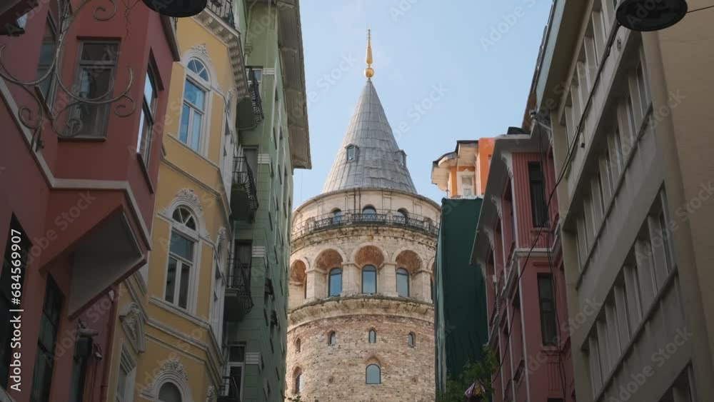 Galata Tower in old town, Istanbul, Turkey. Medieval architecture in ...