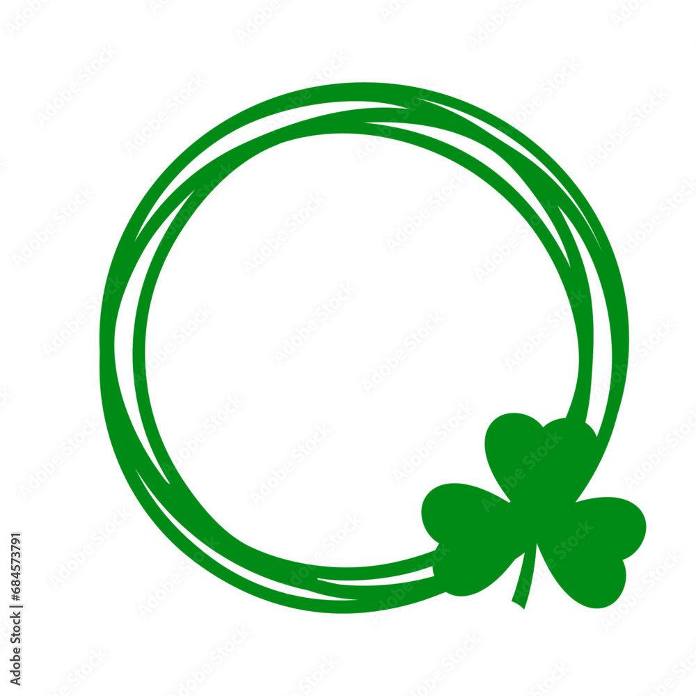 Día de San Patricio. Logo con marco circular con líneas con silueta de ...