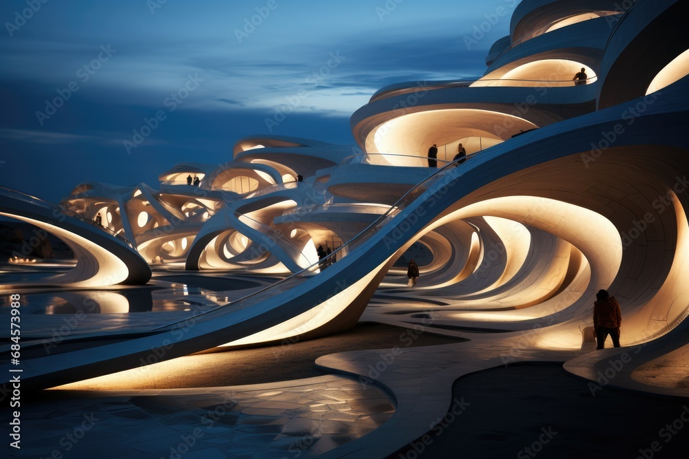 large parametric forms in architecture, architectural concrete, techno ...