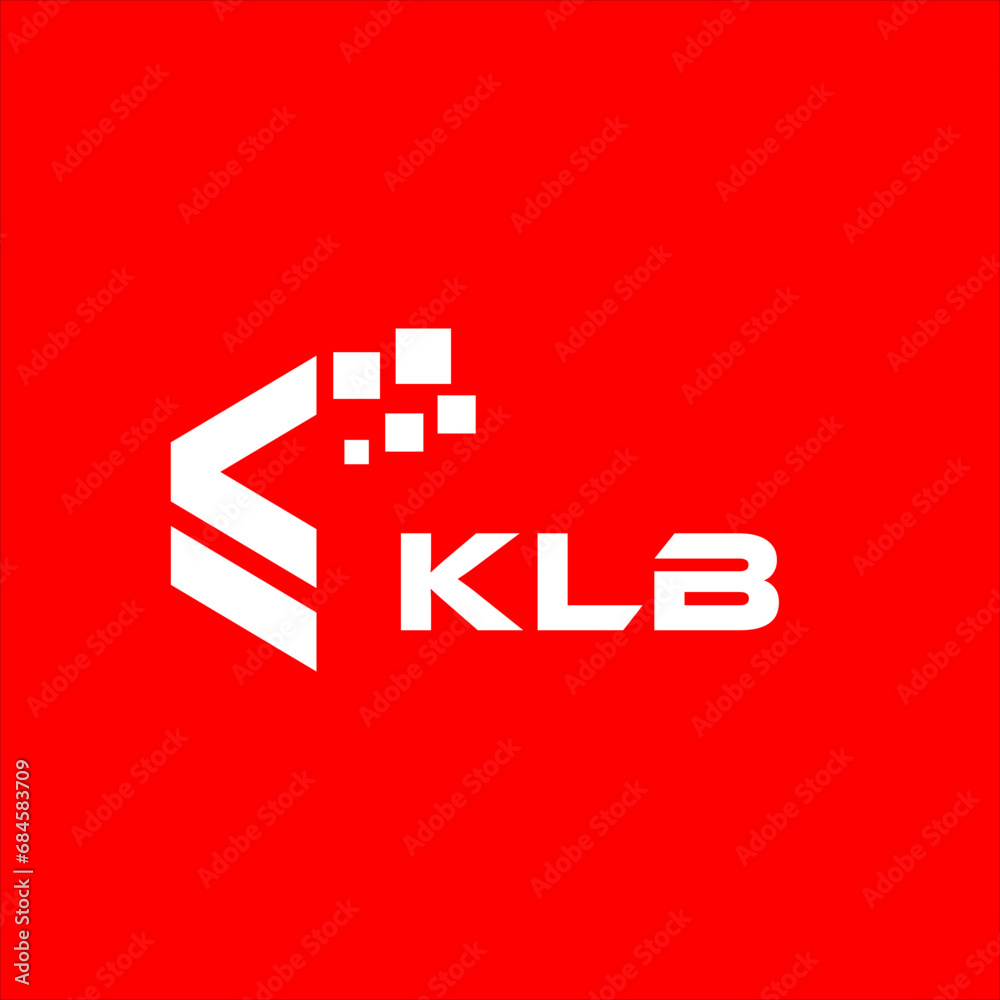 KLB letter technology logo design on red background. KLB creative ...