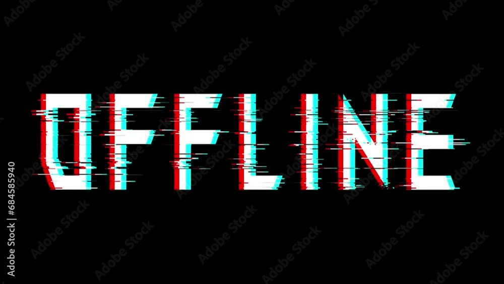 Vidéo Stock Offline word sign glitch effect anaglyph looped animation ...