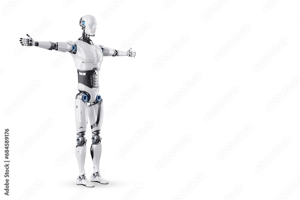 Technological modern robot full body robot isolated on white background ...