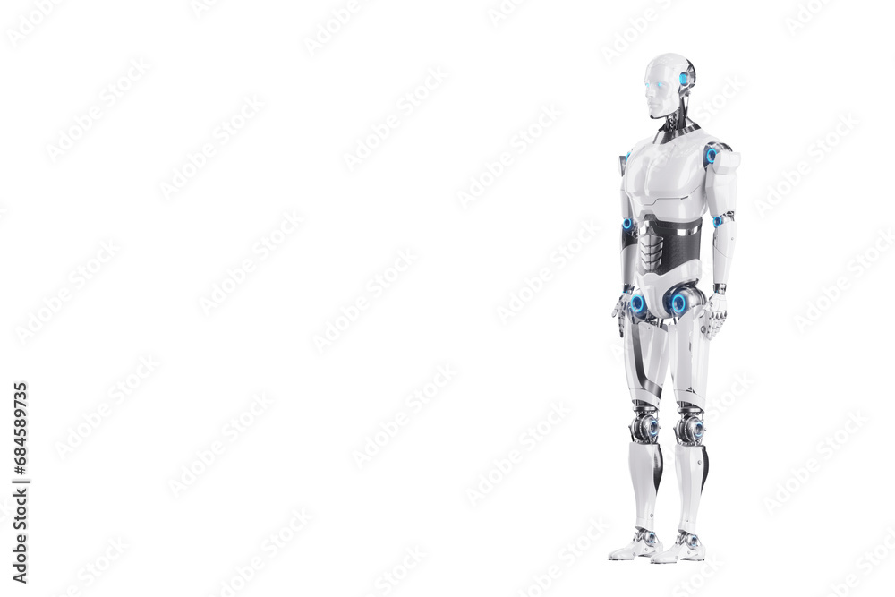 Technological modern robot full body robot isolated on white background ...