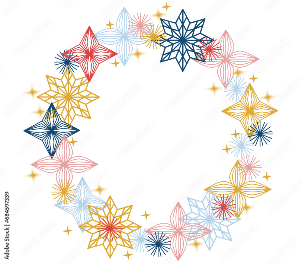 Ilustración de corona de estrellas navideñas, con espacio para texto ...