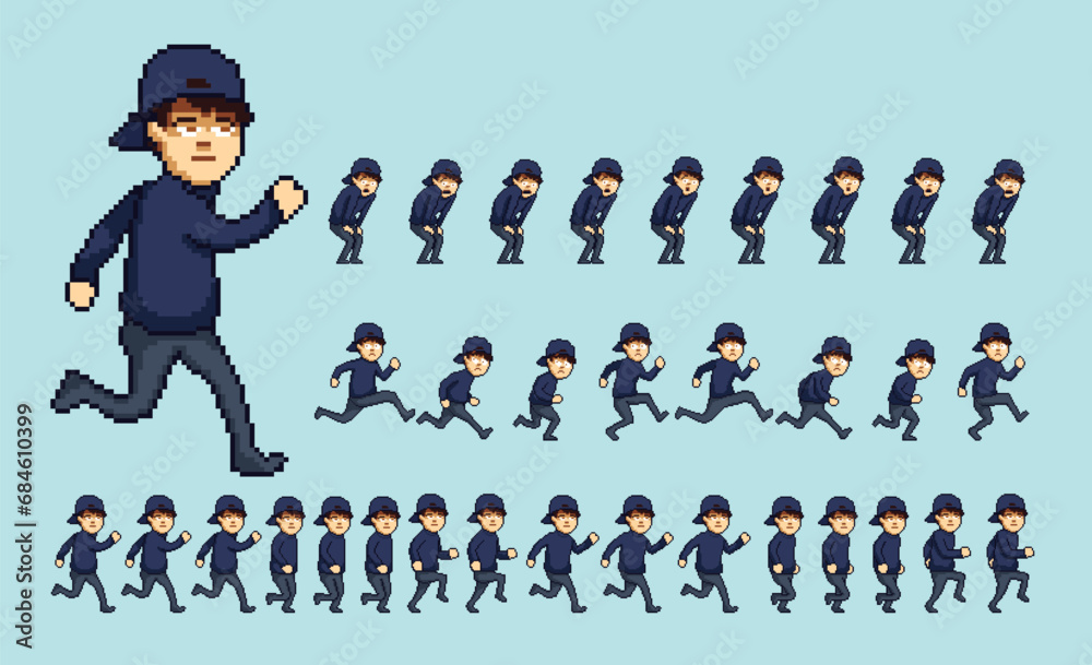 pixel art style illustration vector 8 bit 8-bit character set retro ...