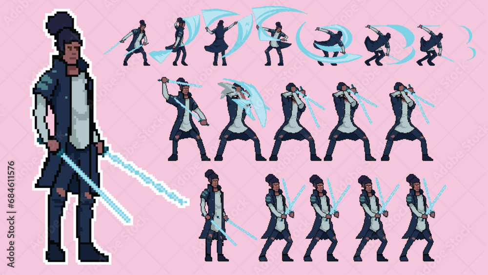 pixel art style illustration vector 8 bit 8-bit character set retro ...