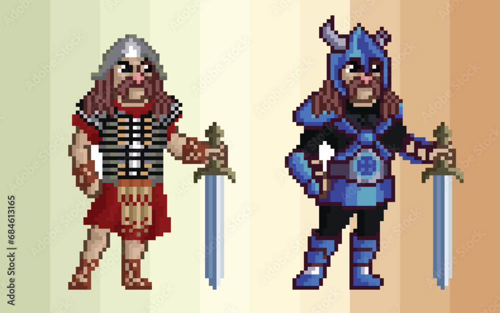 pixel art style illustration vector 8 bit 8-bit character set retro ...