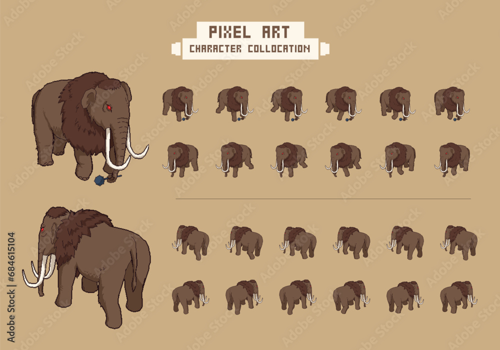 pixel art style illustration vector 8 bit 8-bit character set retro ...