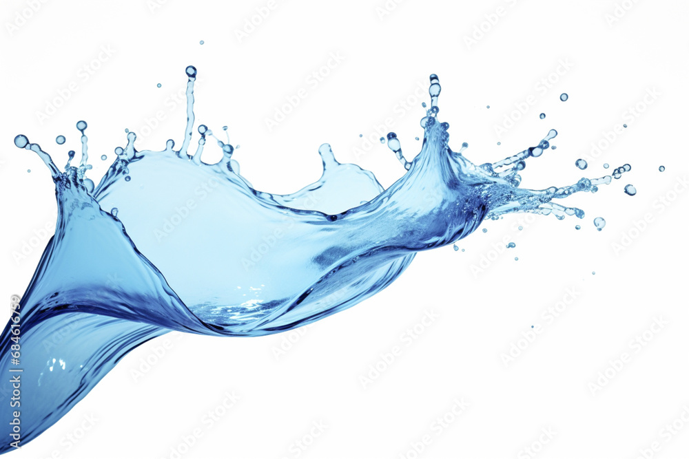 Blue water splash, water waves isolated on white background. Isolated ...