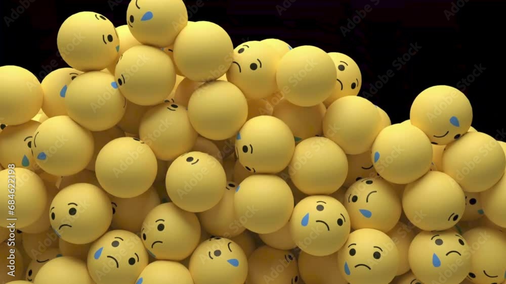 Editorial footage: Animation of falling and filling screen yellow balls ...