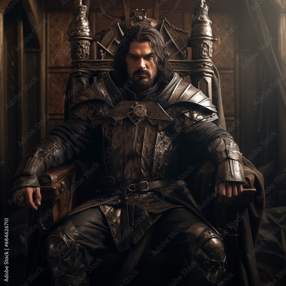 portrait of a king sitting on throne with a sword Stock Photo | Adobe Stock