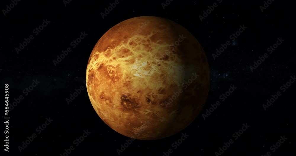 4k animation of a spinning planet Venus with a milky way background ...