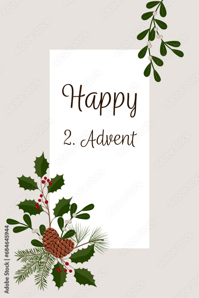Happy 2. Advent - Schriftzug in englischer Sprache - Fröhlicher 2 ...