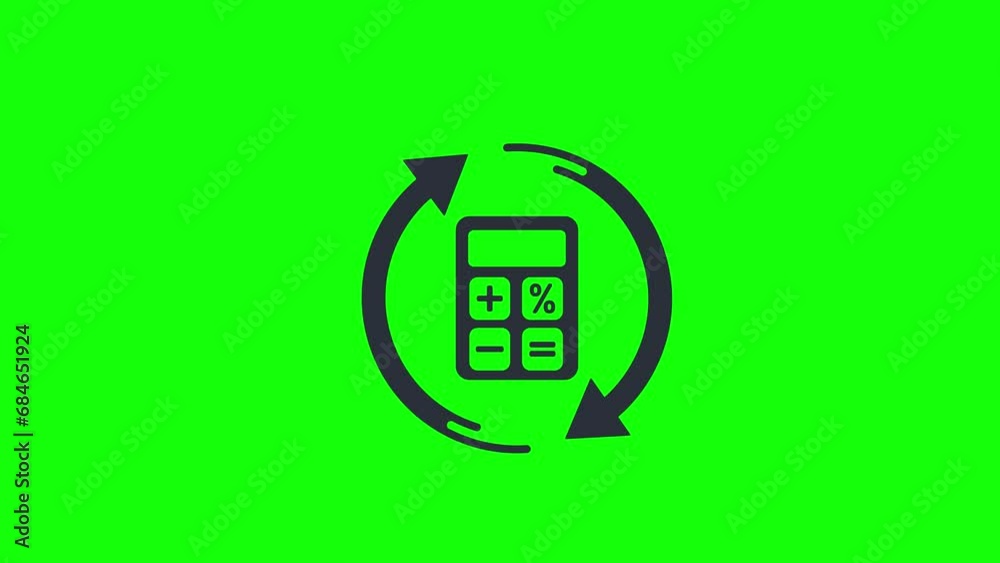 Rotation calculator and arrows. Economic recalculation. Animated icon ...