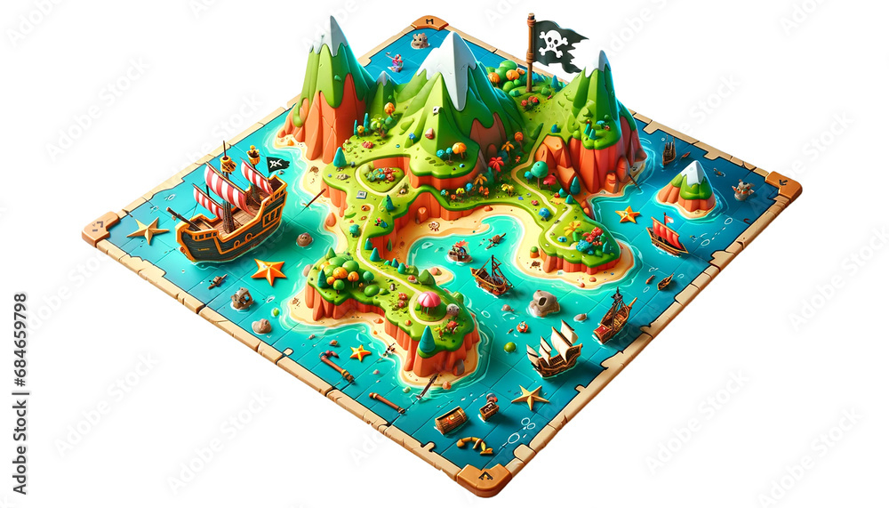 Pirate cartoon 3D map Stock Illustration | Adobe Stock