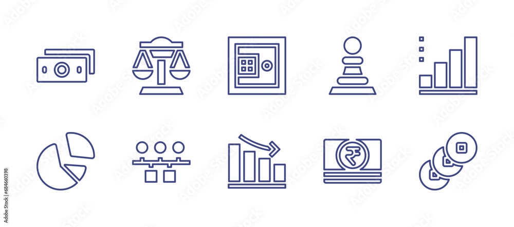 Business line icon set. Editable stroke. Vector illustration ...