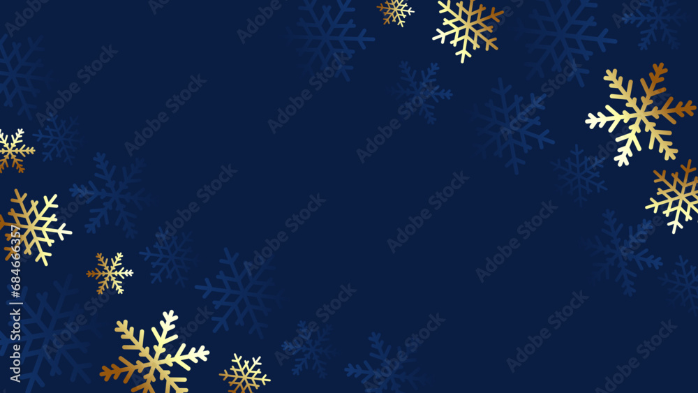 Navy christmas background with gold and blue snowflakes Stock Vector ...