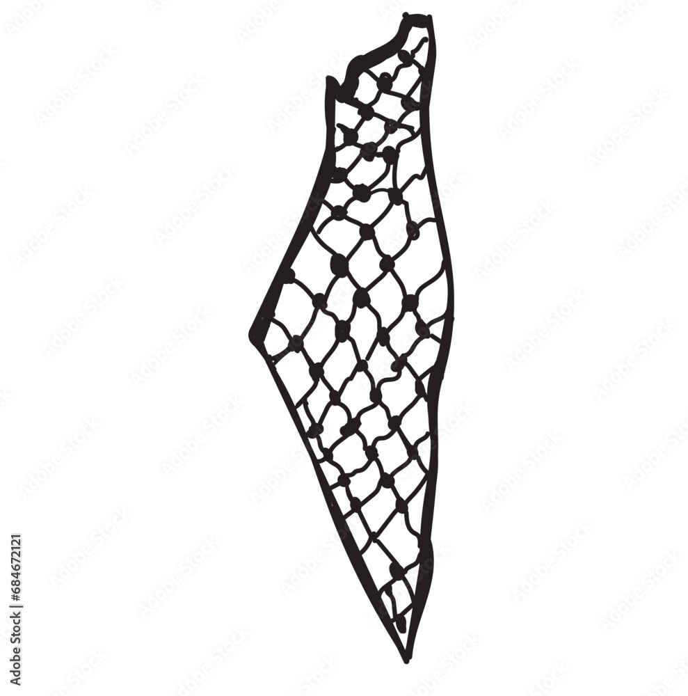 Palestine scarf keffiyeh. Palestinian keffiyeh on palestine map. Arabic ...