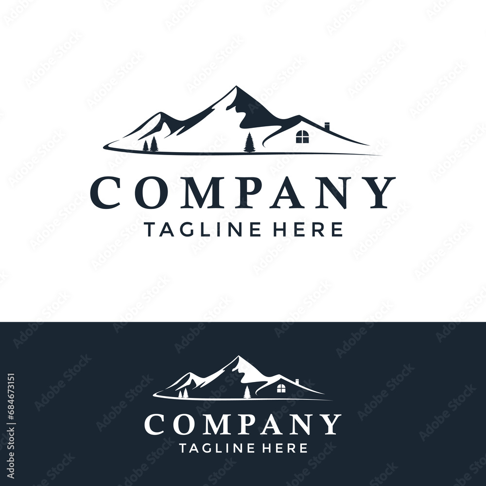 Simple Logo design template for house rental with mountain. home logo ...