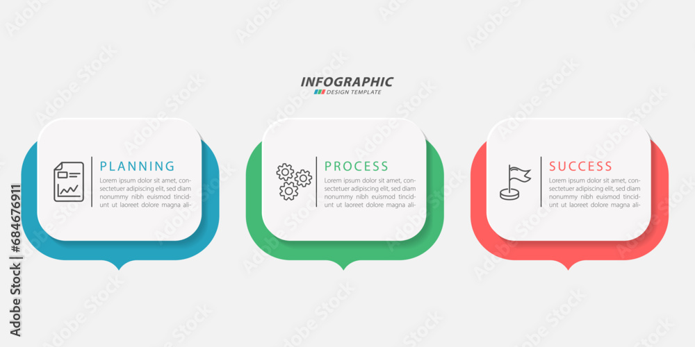 Timeline Creator infographic template. 3 Step timeline journey, calendar Flat simple ...