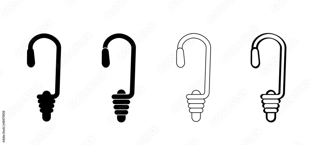 Drawing cartoon, elastic with hook. Cord with Hooks. Bungee spider sign ...