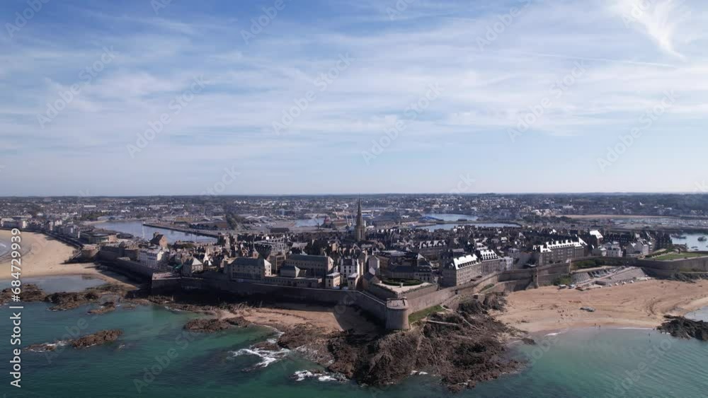 DRONE AERIAL FOOTAGE: The Breton Coastal Medieval Fortified City of ...