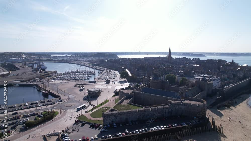 DRONE AERIAL FOOTAGE: The Breton Coastal Medieval Fortified City of ...