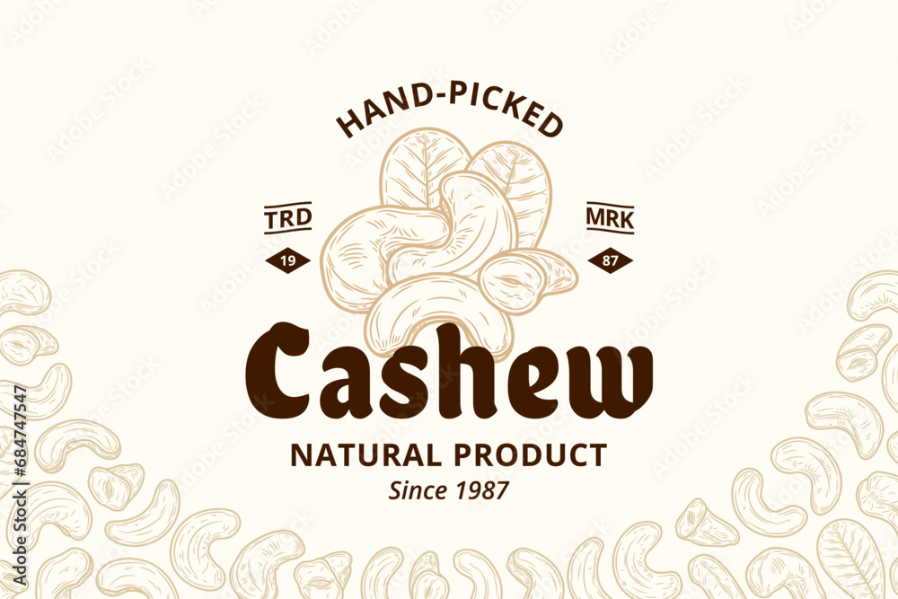 Vector cashew nuts logo, food label design, cashew nut kernels Stock ...