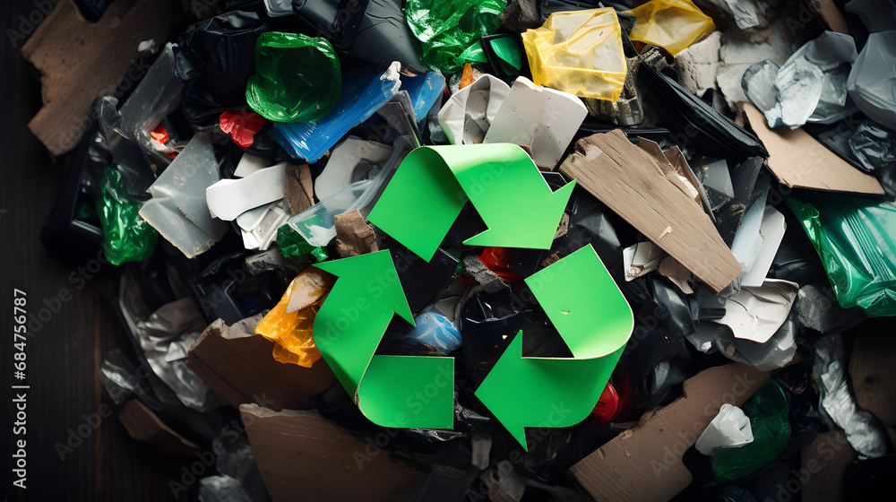 Recycling symbol, technology background, concept for banners, future ...