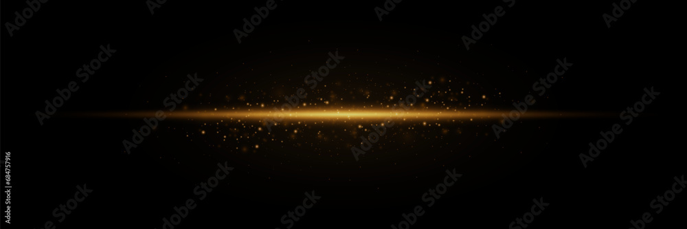 Golden line of light. Magic glow, particles of light, sparks. Glowing ...