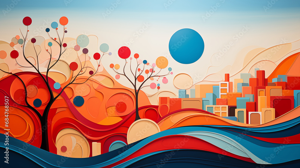 an abstract visualization symbolizing communities adapting to climate ...