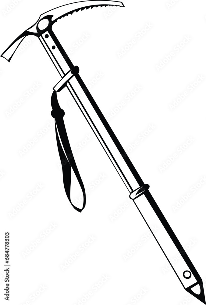 Cartoon Black and White Isolated Illustration Vector Of A Climbers Axe ...