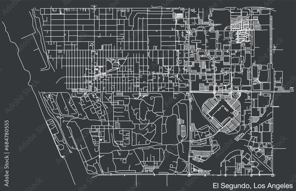 Detailed hand-drawn navigational urban street roads map of the CITY OF ...