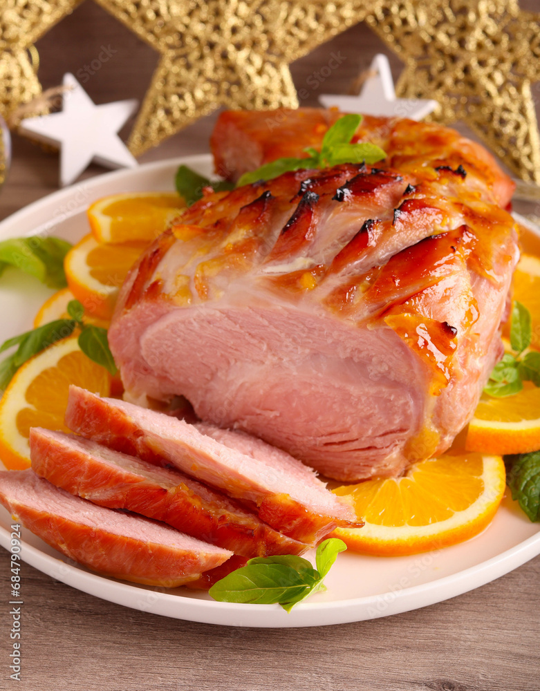marmalade glazed gammon joint Stock Photo | Adobe Stock