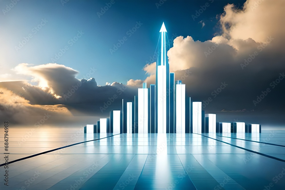 A graph upward trajectory symbolizing the growth and success of a ...