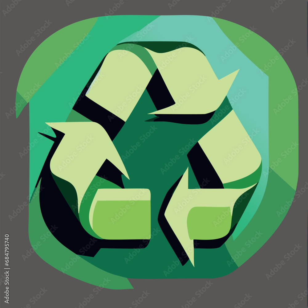 Vetor de Recycle logo. Recycling. Logo. Icon. Green recycle logo. Square design. World Recicling ...